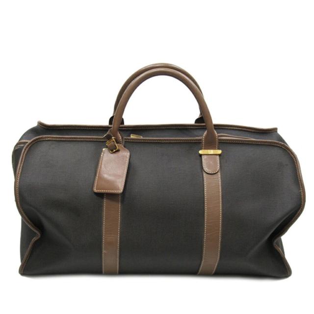 【BIGお買い物ラリー★30%OFFセール中】ダンヒル Dunhill ボストンバッグヘリンボーン グレー 灰色 ブラウン ゴールド レディース 中古