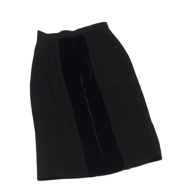 【BIGお買い物ラリー★30%OFFセール中】シャネル CHANEL スカートセンターベロア ♯36サイズ タイト ブラック レディース 中古