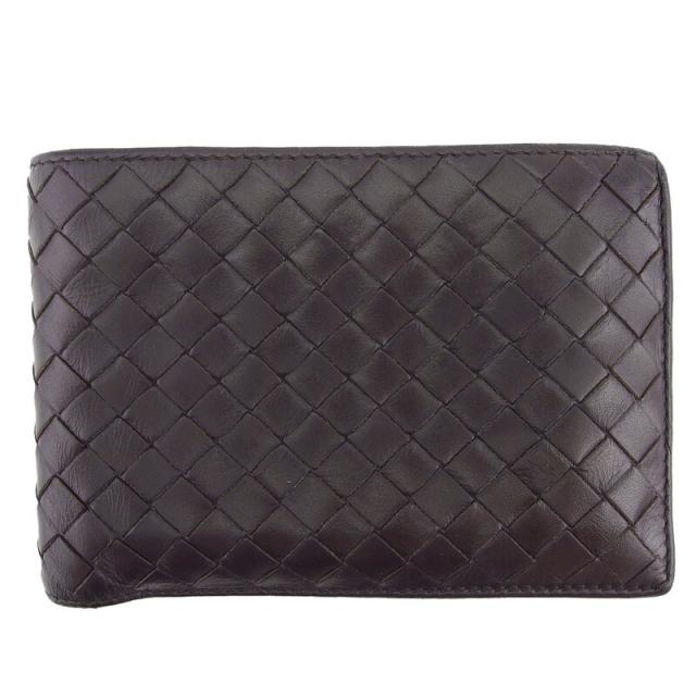 【X'masセール★30%OFF】ボッテガヴェネタ BOTTEGAVENETA 二つ折り財布イントレチャート ブラウン レディース 中古