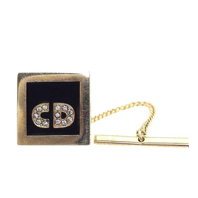 【BIGお買い物ラリー★30%OFFセール中】ディオール Dior タイピンCDマーク ラインストーン付き タイタック ゴールド ブラック レディース 中古