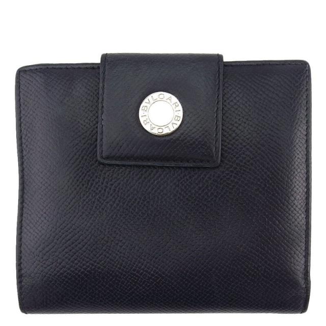 【X'masセール★30%OFF】ブルガリ BVLGARI 二つ折り財布クラシコ ロゴボタン ブラック レディース 中古