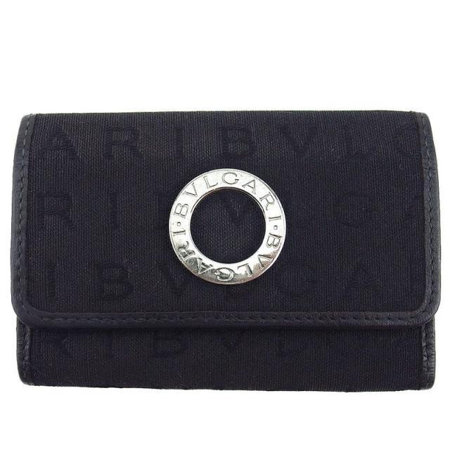 【BIGお買い物ラリー★30%OFFセール中】ブルガリ BVLGARI キーケースロゴマニア ブラック レディース 中古