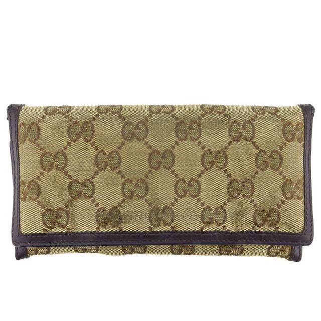 【BIGお買い物ラリー★30%OFFセール中】グッチ GUCCI 長財布GGキャンバス ベージュ ブラウン レディース 中古