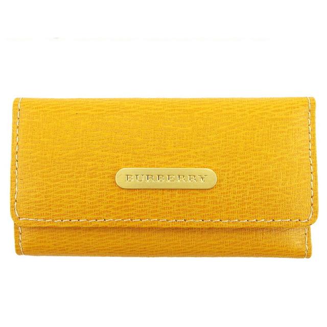 【X'masセール★30%OFF】バーバリー BURBERRY キーケースロゴプレート イエロー レディース 中古