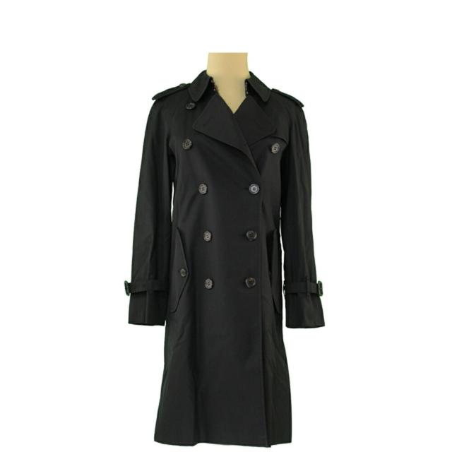 【BIGお買い物ラリー★30%OFFセール中】バーバリー BURBERRY トレンチコートトレンチ ♯36サイズ ダブル ブラック レディース 中古