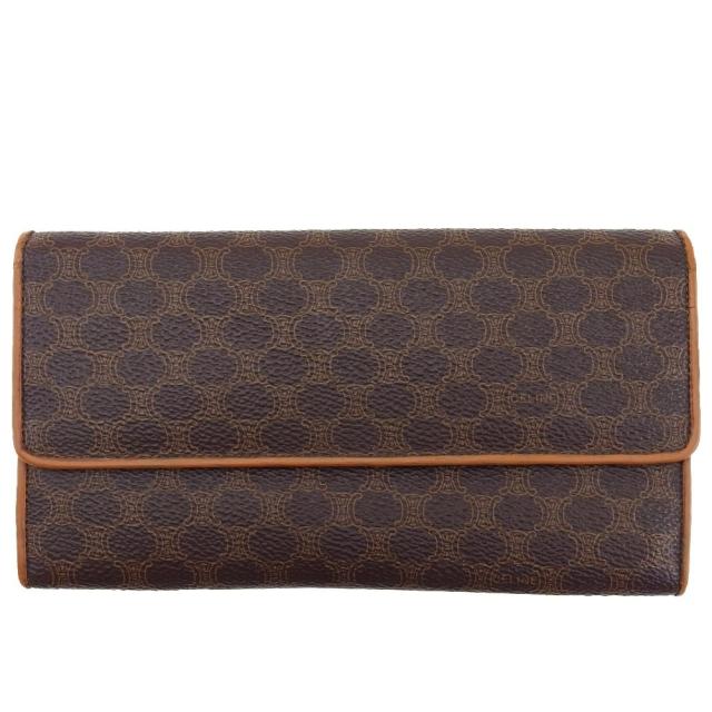 【BIGお買い物ラリー★30%OFFセール中】セリーヌ CELINE 長財布マダカム ダークブラウン×ブラウン レディース 中古