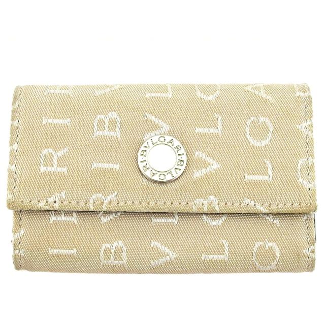 【X'masセール★30%OFF】ブルガリ BVLGARI キーケースロゴマニア ベージュ×ブラウン レディース 中古