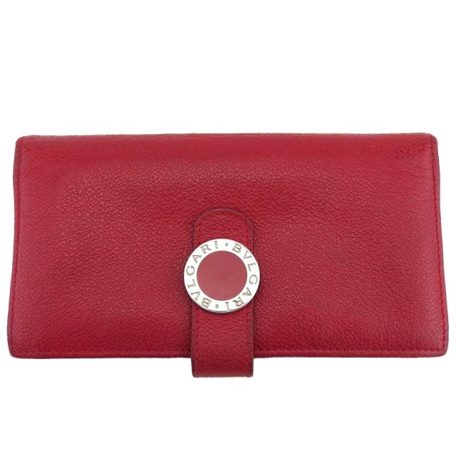 【X'masセール★30%OFF】ブルガリ BVLGARI 長財布ブルガリブルガリ コローレライン レッド シルバー アイボリー レディース 中古
