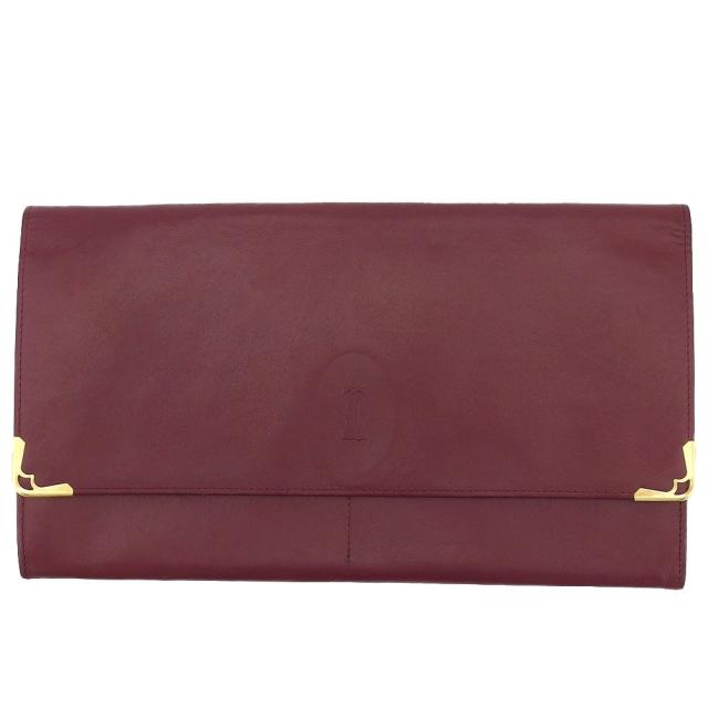 【BIGお買い物ラリー★30%OFFセール中】カルティエ CARTIER クラッチバッグ マストライン ボルドー×ゴールド レディース 中古