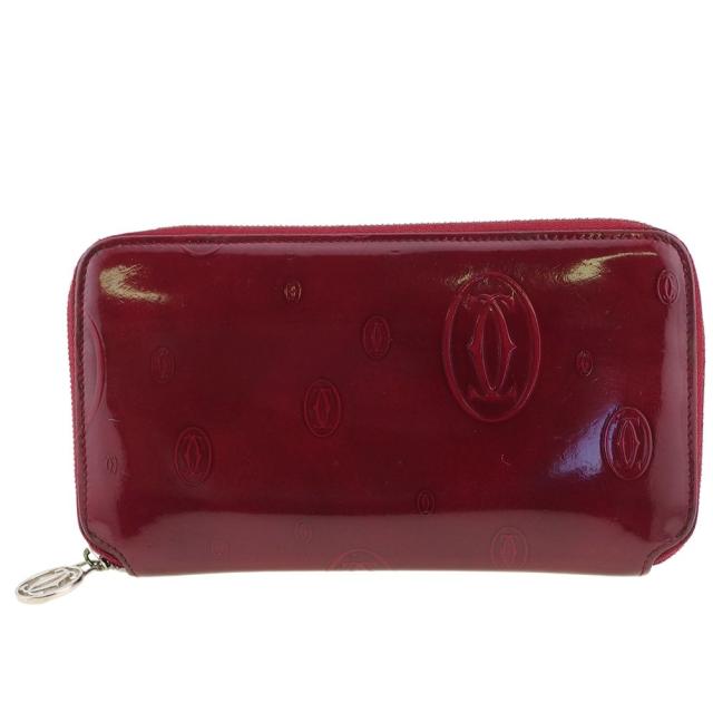 【BIGお買い物ラリー★30%OFFセール中】カルティエ CARTIER 長財布 ハッピーバースデー ボルドー×シルバー レディース 中古