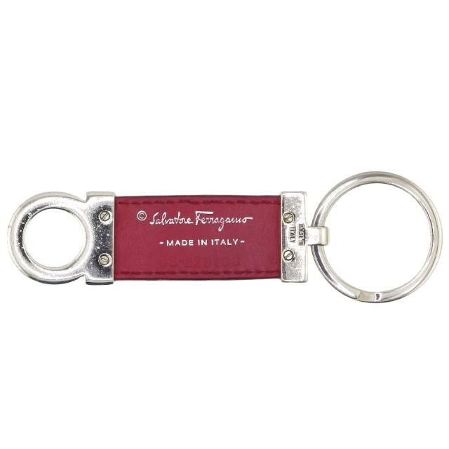 【X'masセール★30%OFF】サルヴァトーレフェラガモ Salvatore Ferragamo キーリングガンチーニ レッド×シルバー レディース 中古