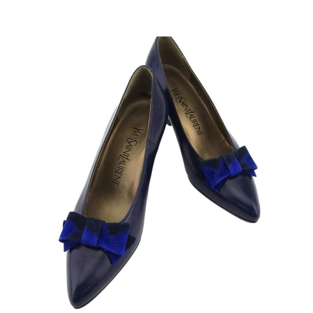 【BIGお買い物ラリー★30%OFFセール中】サンローラン SAINT LAURENT パンプス ネイビー×ブルー レディース 中古
