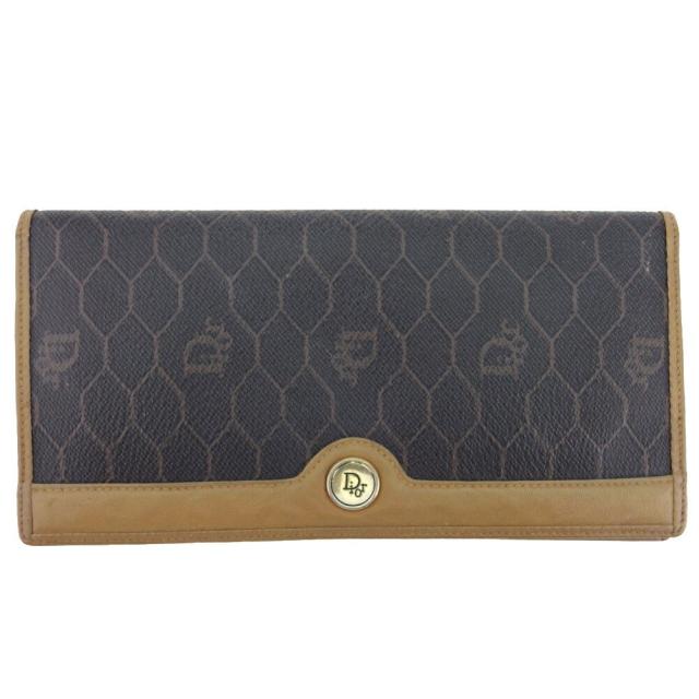 【BIGお買い物ラリー★30%OFFセール中】ディオール Dior 札入れハニカム柄 オールドセリーヌ ブラック ブラウン レディース 中古