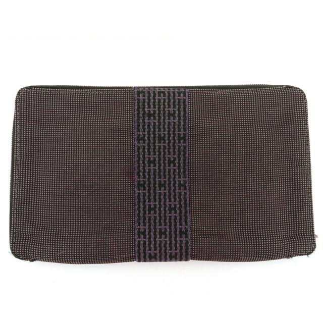 【BIGお買い物ラリー★30%OFFセール中】エルメス HERMES 長財布エールライン パースGM グレー 灰色 ブラック レディース 中古