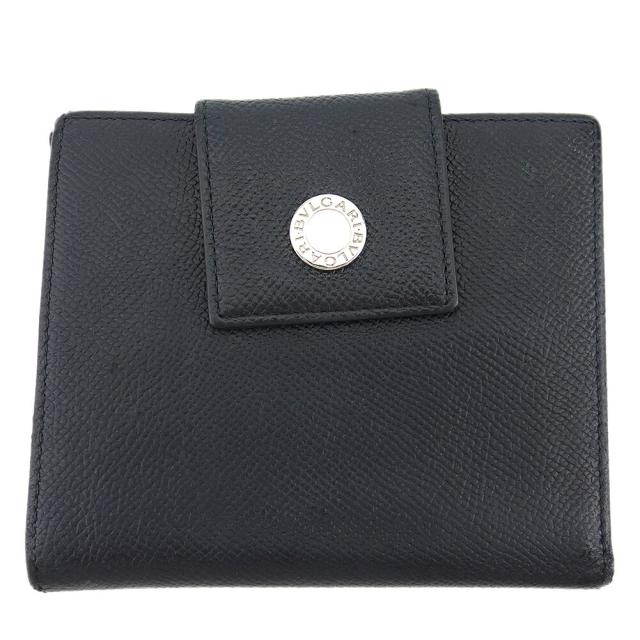 【BIGお買い物ラリー★30%OFFセール中】ブルガリ BVLGARI 二つ折り財布クラシコ ロゴボタン ブラック レディース 中古