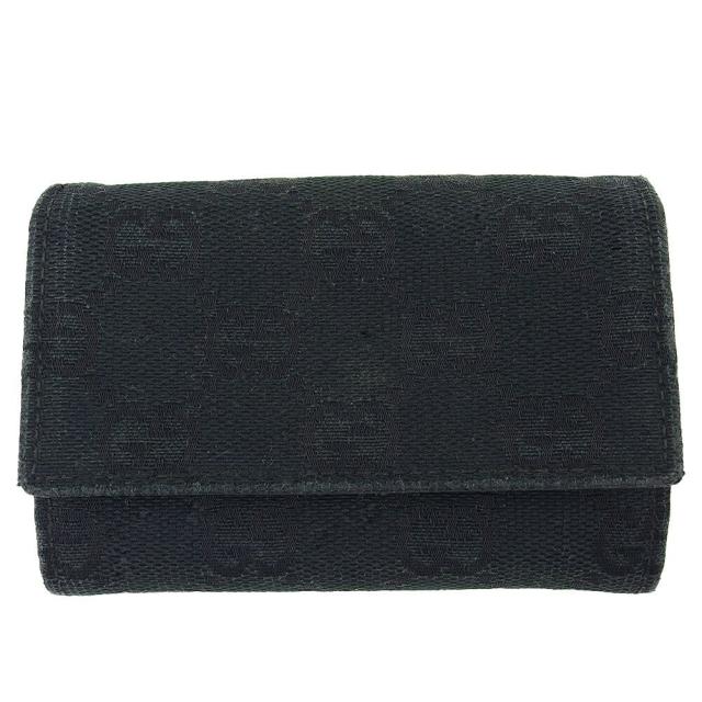 【BIGお買い物ラリー★30%OFFセール中】グッチ GUCCI ケースGGキャンバス ブラック レディース 中古