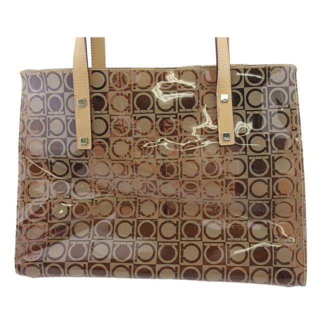 【BIGお買い物ラリー★30%OFFセール中】サルヴァトーレフェラガモ Salvatore Ferragamo トートバッグガンチーニ柄 ベージュ ブラウン レディース 中古