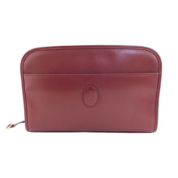 【BIGお買い物ラリー★30%OFFセール中】カルティエ CARTIER クラッチバッグ マストライン ボルドー×ゴールド レディース 中古