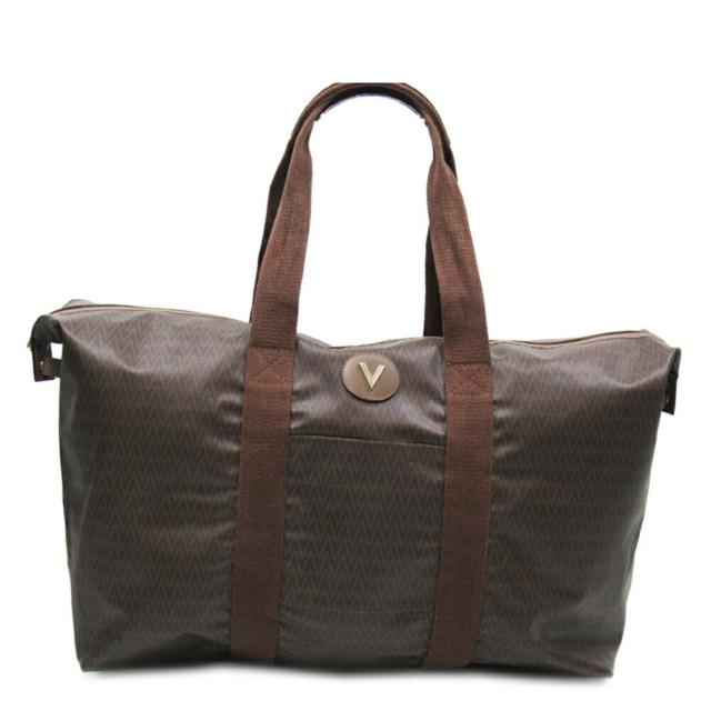 【X'masセール★30%OFF】マリオ・ヴァレンティノ MARIO VALENTINO ボストンバッグVマーク ブラウン ゴールド シルバー レディース 中古