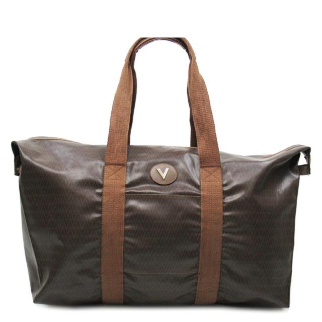 【X'masセール★30%OFF】マリオ・ヴァレンティノ MARIO VALENTINO ボストンバッグVマーク ブラウン ゴールド シルバー レディース 中古