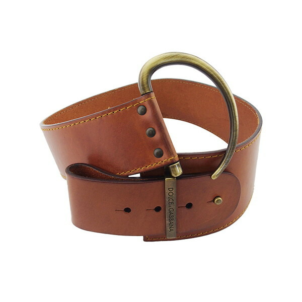 【X'masセール★30%OFF】ドルチェアンドガッバーナ DOLCE&GABBANA ベルト ブラウン×真鍮 レディース 中古