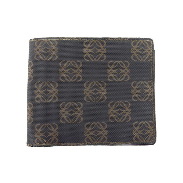 【BIGお買い物ラリー★30%OFFセール中】ロエベ LOEWE 札入れアナグラム ダークブラウン×ブラウン レディース 中古