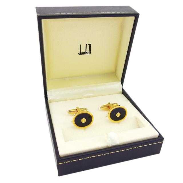 【BIGお買い物ラリー★30%OFFセール中】ダンヒル Dunhill カフスdマーク スウィヴル式 ゴールド ブラック レディース 中古