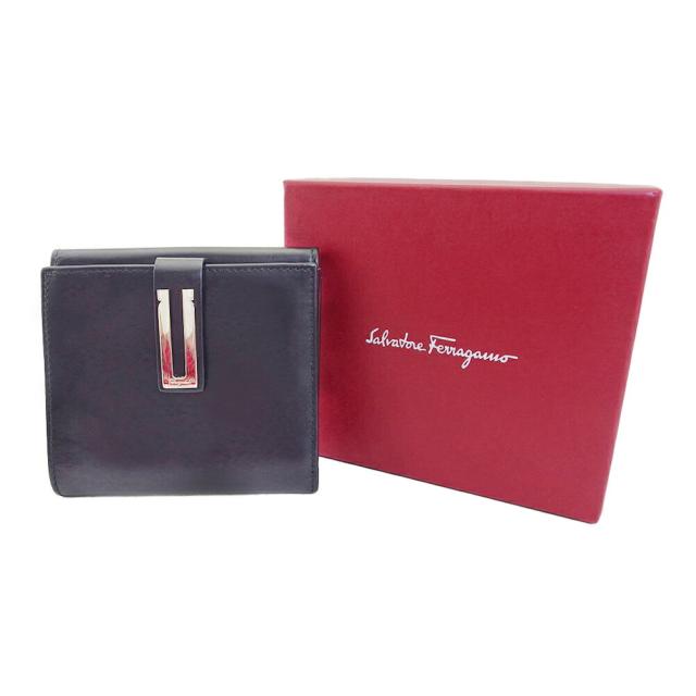 【X'masセール★30%OFF】サルヴァトーレフェラガモ Salvatore Ferragamo 二つ折り財布 NERO レディース 中古