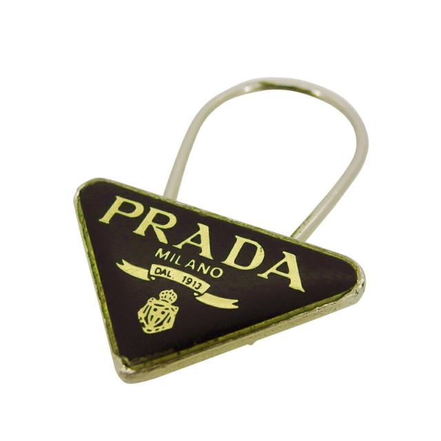 【BIGお買い物ラリー★30%OFFセール中】プラダ PRADA キーリング ブラック×シルバー レディース 中古