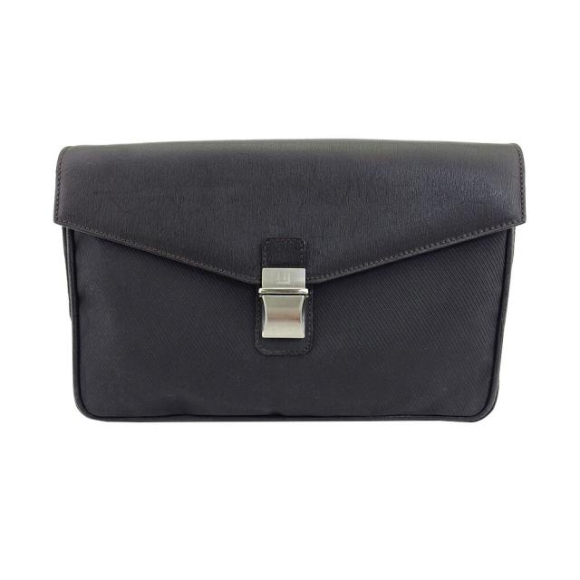 【X'masセール★30%OFF】ダンヒル Dunhill クラッチバッグロゴプレート ブラック ブラウン レディース 中古