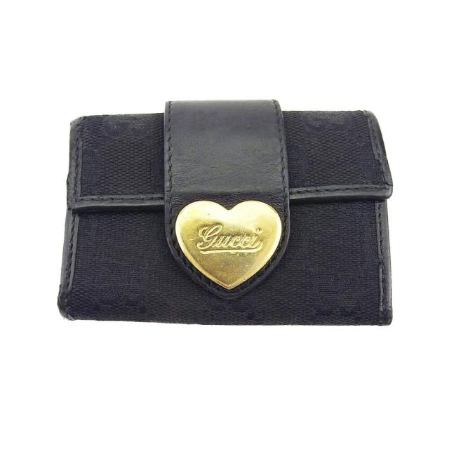 【BIGお買い物ラリー★30%OFFセール中】グッチ GUCCI キーケースGGキャンバス ラブリーハート ブラック レディース 中古