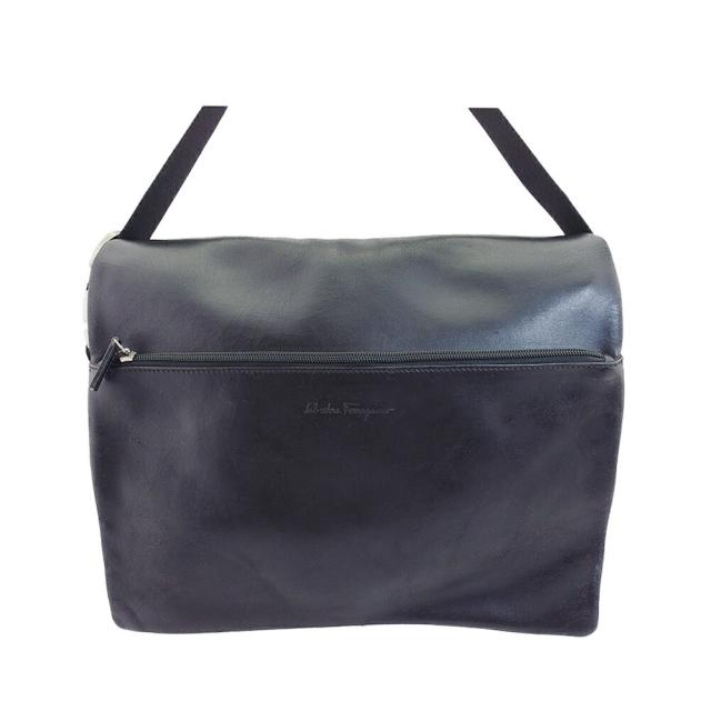 【X'masセール★30%OFF】サルヴァトーレフェラガモ Salvatore Ferragamo ショルダーバッグロゴ ブラック レディース 中古