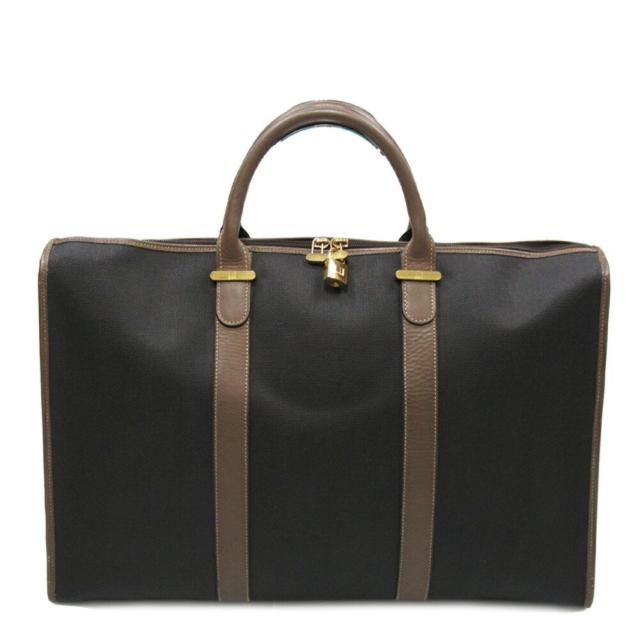 【BIGお買い物ラリー★30%OFFセール中】ダンヒル Dunhill ボストンバッグヘリンボーン グレー 灰色 ブラウン ゴールド レディース 中古