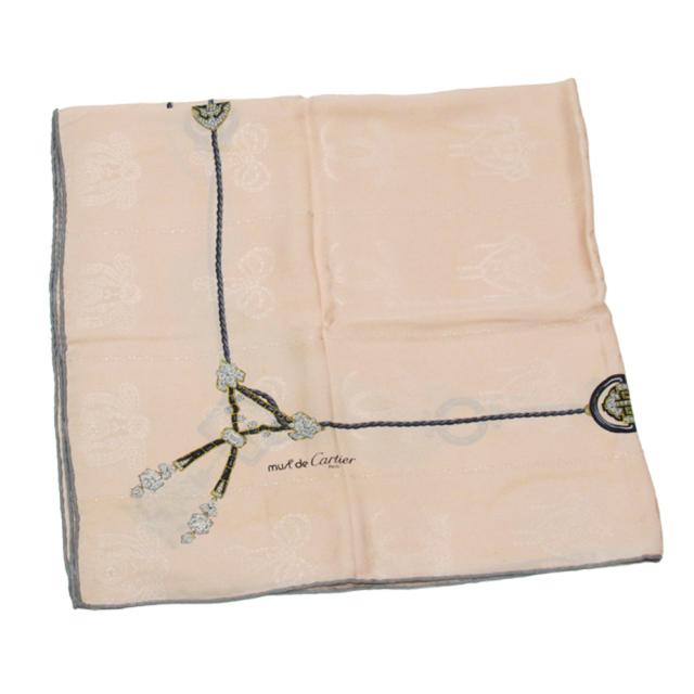 【BIGお買い物ラリー★30%OFFセール中】カルティエ CARTIER スカーフジュエリー柄 ピンク ベージュ ネイビー系 レディース 中古