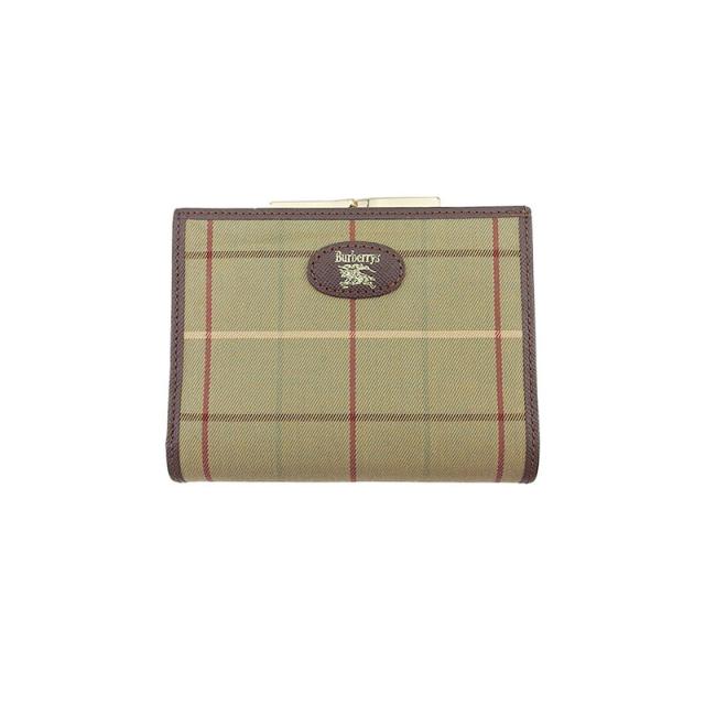 【X'masセール★30%OFF】バーバリー BURBERRY 二つ折り財布チェック カーキ系 ブラウン レディース 中古