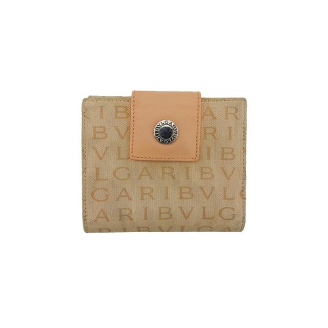 【BIGお買い物ラリー★30%OFFセール中】ブルガリ BVLGARI 二つ折り財布ロゴマニア オレンジ ベージュ シルバー レディース 中古