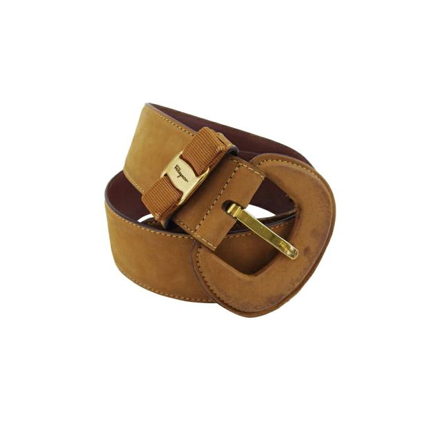 【BIGお買い物ラリー★30%OFFセール中】サルヴァトーレフェラガモ Salvatore Ferragamo ベルト ベージュ　ゴールド レディース 中古