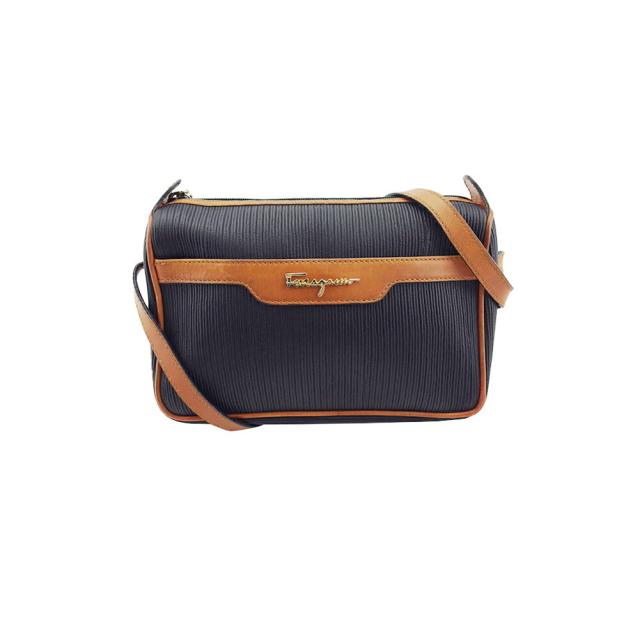 【BIGお買い物ラリー★30%OFFセール中】サルヴァトーレフェラガモ Salvatore Ferragamo ショルダーバッグ ブラック　ブラウン レディース 中古