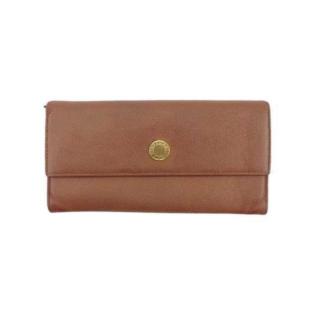 【X'masセール★30%OFF】ブルガリ BVLGARI 長財布クラシコ ロゴボタン ブラウン ゴールド レディース 中古