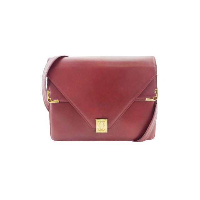 【BIGお買い物ラリー★30%OFFセール中】カルティエ CARTIER ショルダーバッグマストライン ボルドー ゴールド レディース 中古