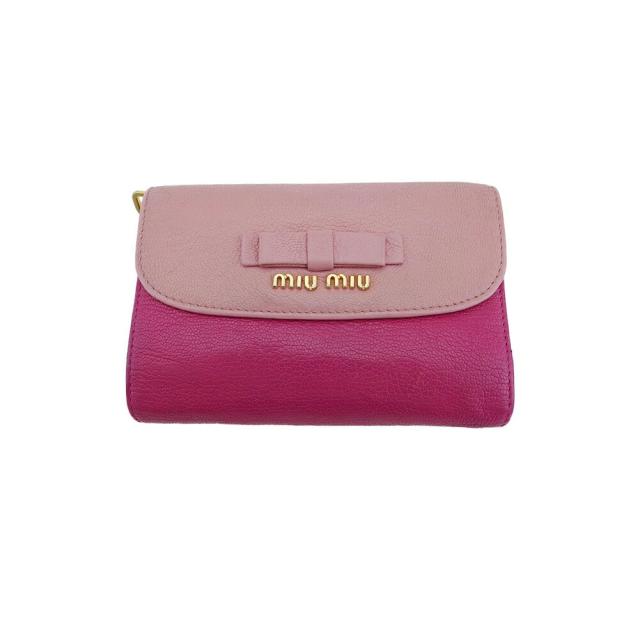 【BIGお買い物ラリー★30%OFFセール中】ミュウミュウ MIUMIU 長財布 マゼンタ レディース 中古