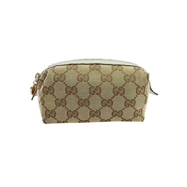 【X'masセール★30%OFF】グッチ GUCCI ポーチGG柄 ラブリーハート ベージュ レディース 中古