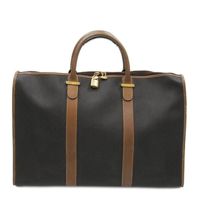 【BIGお買い物ラリー★30%OFFセール中】ダンヒル Dunhill ボストンバッグヘリンボーン グレー 灰色 ブラウン ゴールド レディース 中古