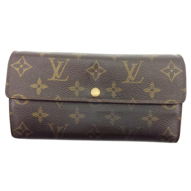 【BIGお買い物ラリー★30%OFFセール中】ルイ・ヴィトン LOUIS VUITTON 長財布モノグラム ポシェットポルトモネクレディ ブラウン ベージュ ゴールド レディース 中古