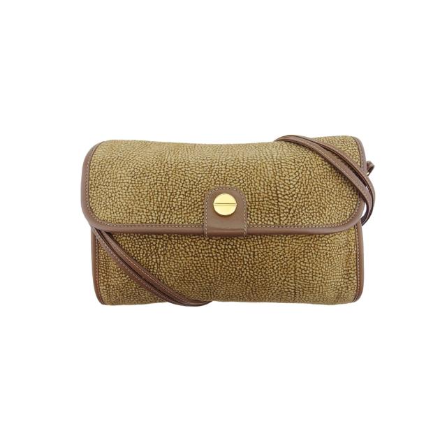 【BIGお買い物ラリー★30%OFFセール中】ボルボネーゼ BORBONESE ショルダーバッグうずら柄 redwallタグ付き ベージュ ブラウン ゴールド レディース 中古
