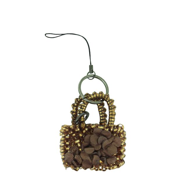 【BIGお買い物ラリー★30%OFFセール中】アンテプリマ ANTEPRIMA キーリング ゴールド　ブラウン　 レディース 中古