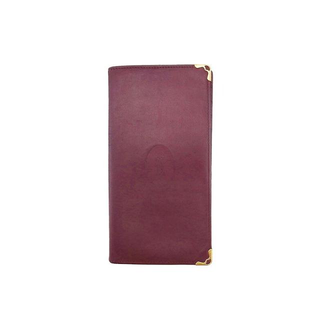 【X'masセール★30%OFF】カルティエ CARTIER 二つ折り財布マストライン ボルドー ゴールド レディース 中古