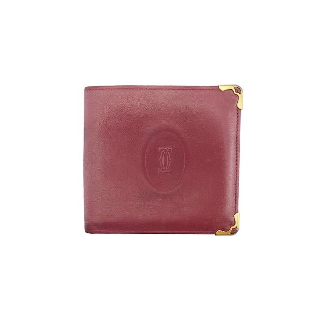 【BIGお買い物ラリー★30%OFFセール中】カルティエ CARTIER 札入れマストライン ボルドー ゴールド レディース 中古