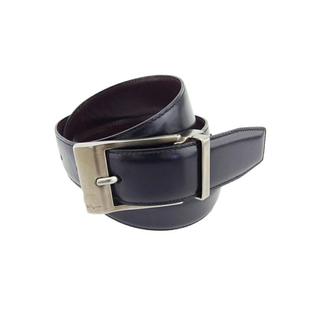 【X'masセール★30%OFF】サルヴァトーレフェラガモ Salvatore Ferragamo ベルトピン式バックル リバーシブル ブラック ブラウン シルバー レディース 中古