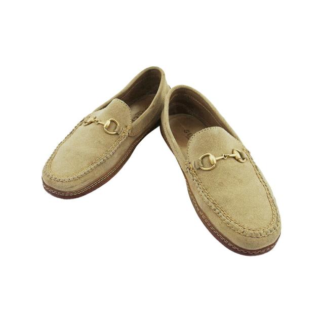 【BIGお買い物ラリー★30%OFFセール中】グッチ GUCCI ローファーホースビット ♯37M ドライビングシューズ ベージュ ブラウン ゴールド レディース 中古